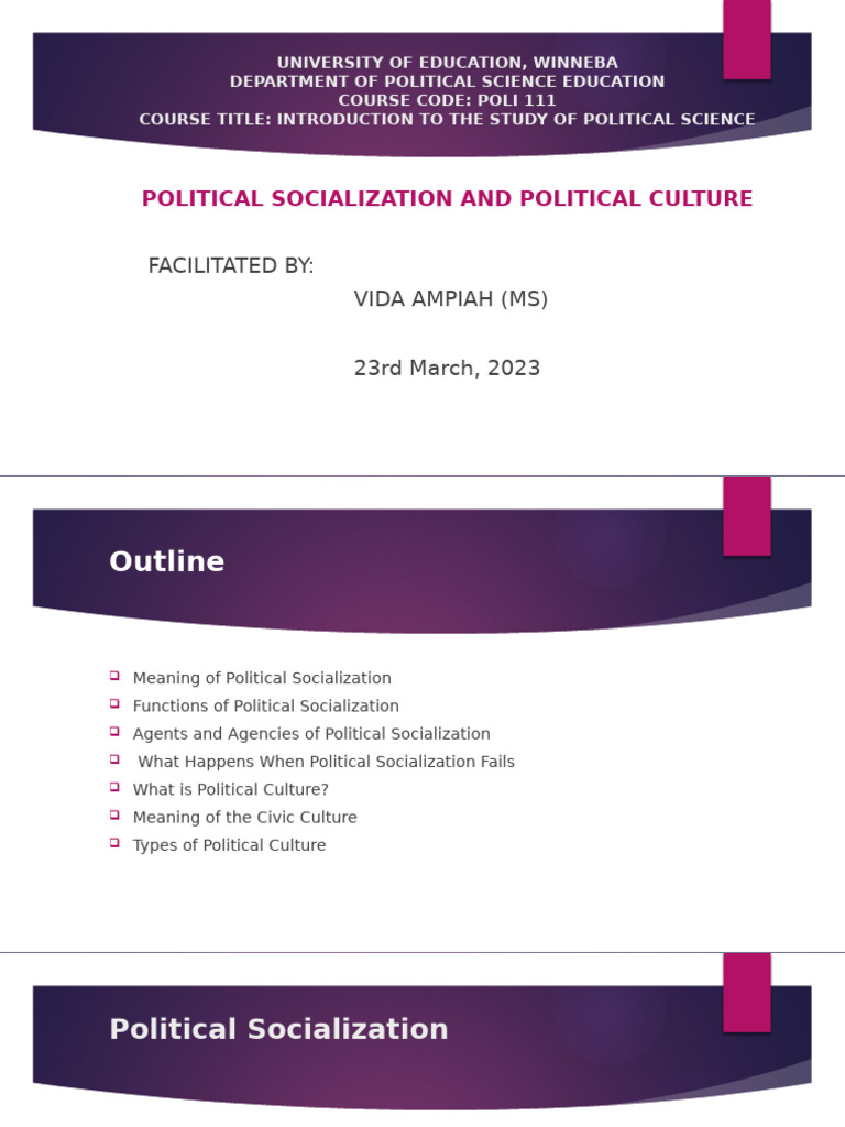 Topic 5 Lecture On Political Socialisation and Political Culture | PDF ...