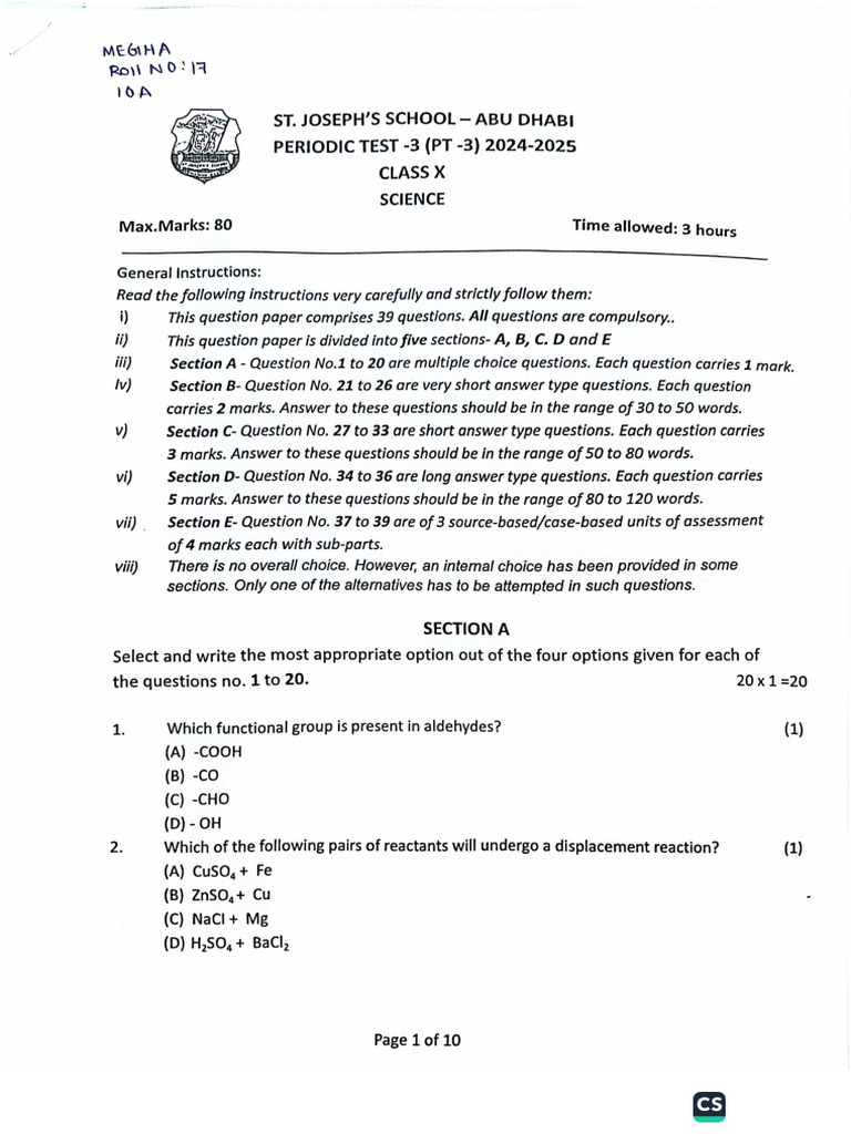 Science Preboard SJS | PDF