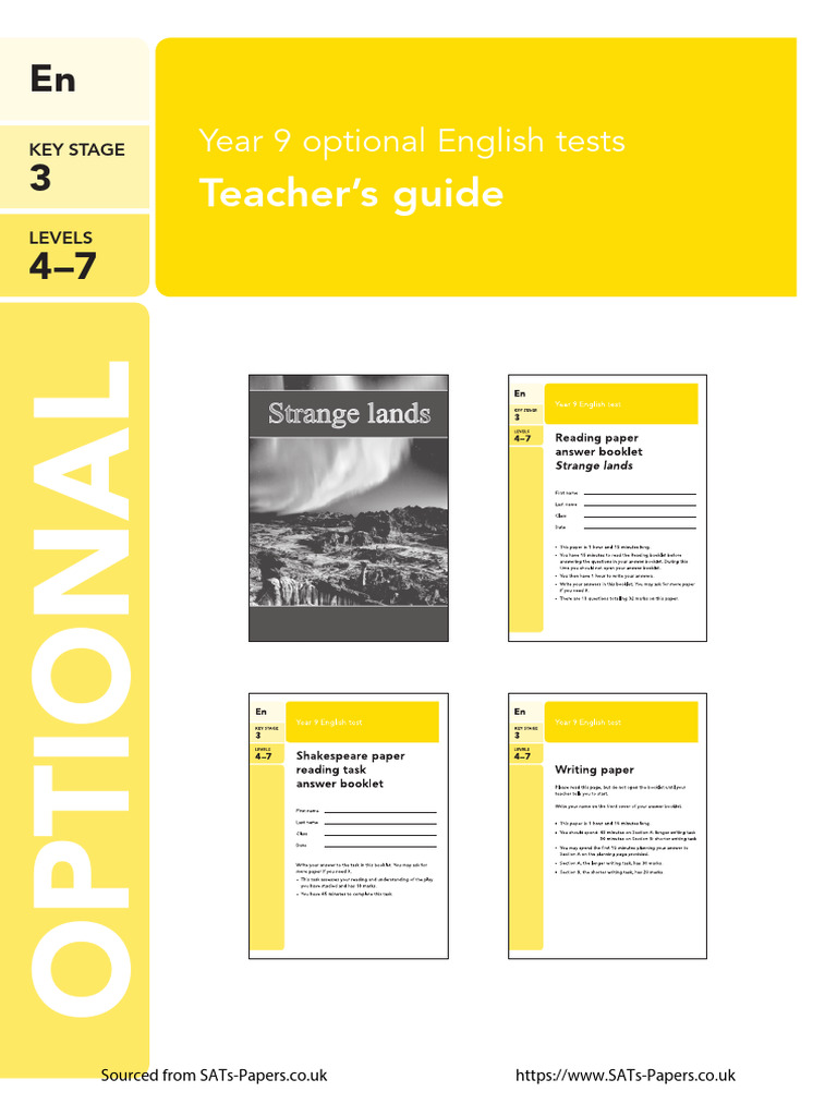 Year 9 Optional 2011 English Marking Scheme | PDF | Teachers | English ...