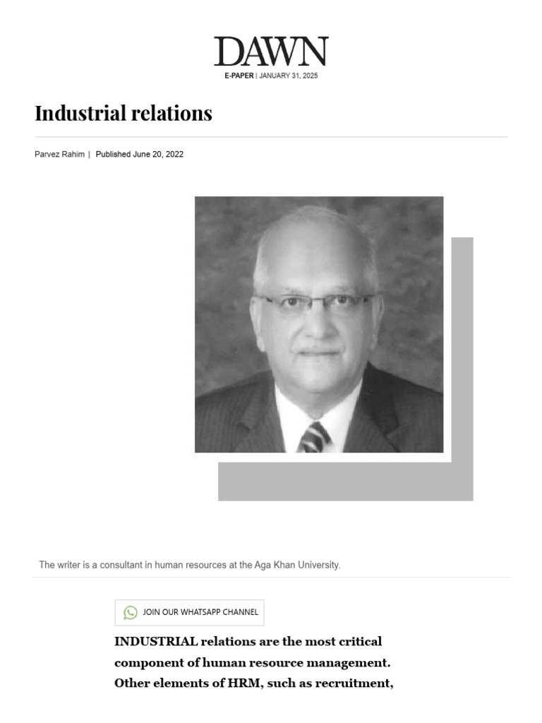 Industrial Relations - Newspaper | PDF | Employment | Human Resource ...