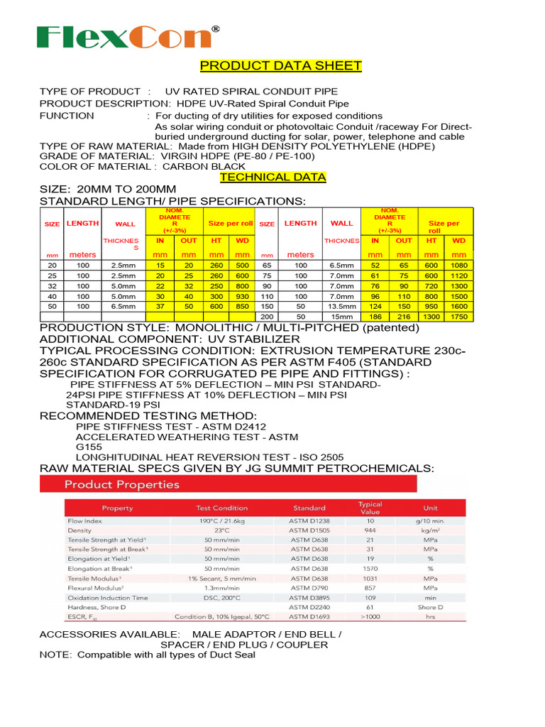 Tds Uv Rated Spiral Conduit - 1 | PDF | Pipe (Fluid Conveyance) | Materials