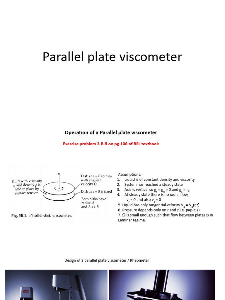 Lecture 14 -Parallel Plate Viscometer-.Pptx | PDF | Fluid Dynamics | Viscosity