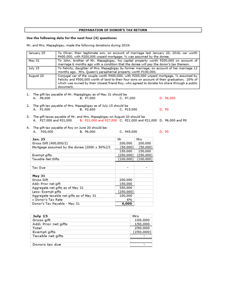 Preparation of Donors Tax Return F PDF | PDF | Economies | Public Finance
