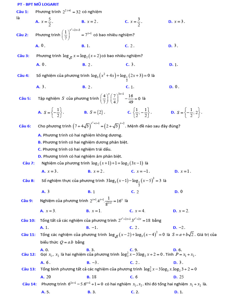 TN Nâng Cao PT Mũ - Lôga | PDF