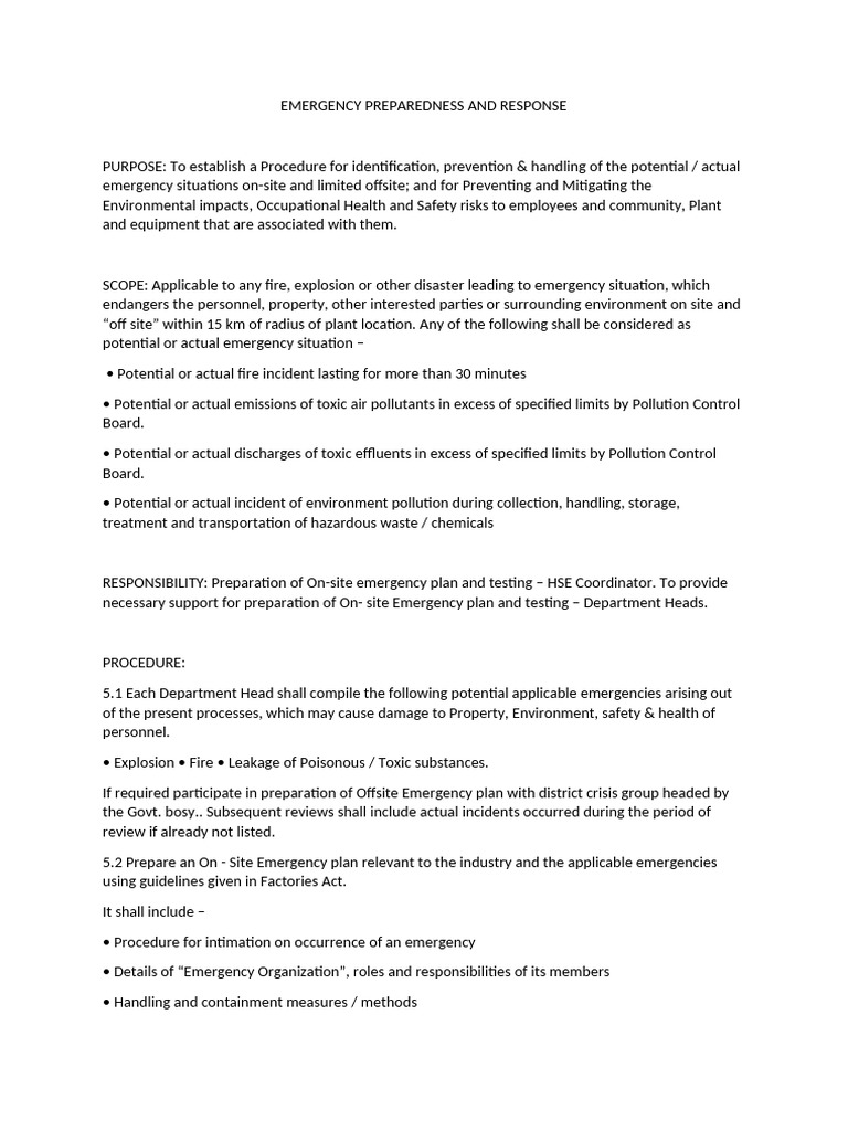 Emergency Preparedness and Response | PDF | Emergency Management ...