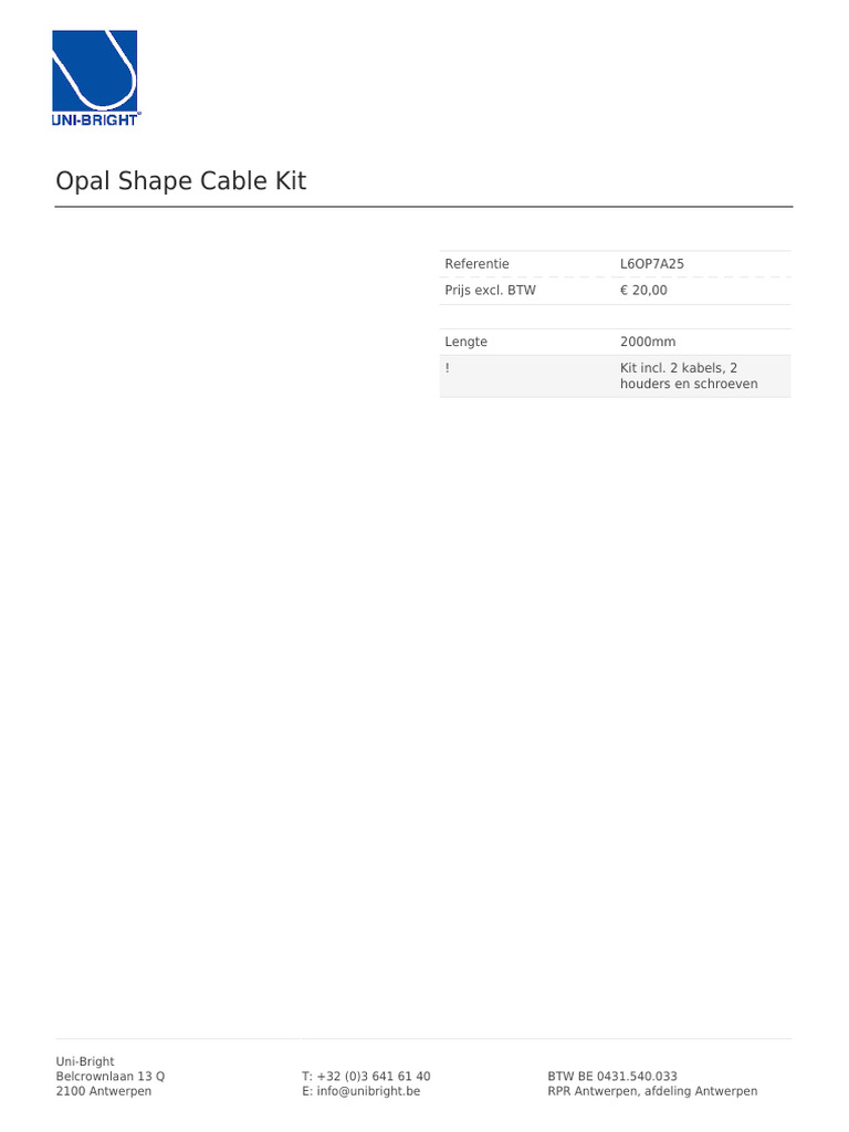 Opal Shape Cable Kit Fca0 PDF | PDF