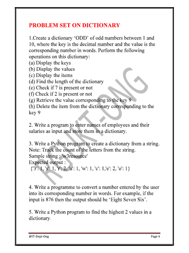 Dict Problems | PDF