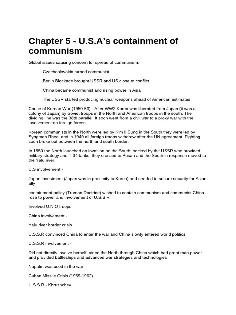U.S. Containment of Communism Strategies | PDF | Korean War | Cuban ...