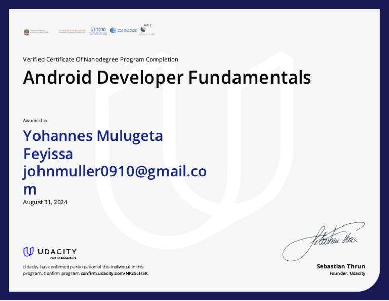 Udacity Nanodegree Completion Certificate | PDF