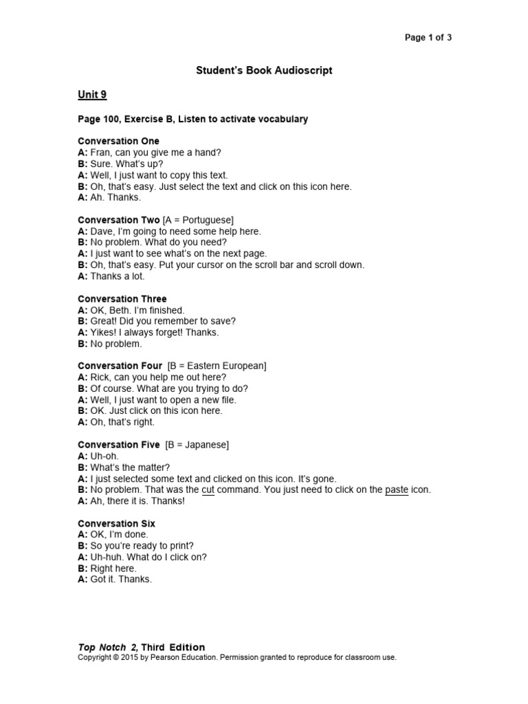 UNIT 09 Audioscript | PDF