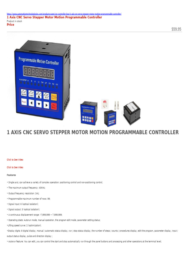 Single AXIS CONTROLLER + STEPPER MOTOR | PDF | Numerical Control | Parameter (Computer Programming)