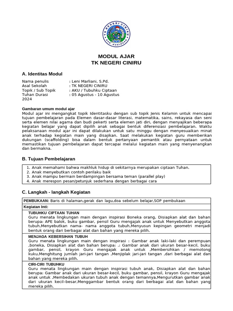 Modul Ajar Kelas B.2 - K2-5Agusts | PDF