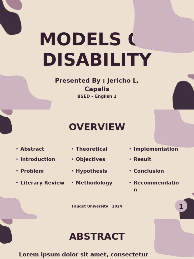 Understanding Disability Models | PDF | Disability | Physical Therapy