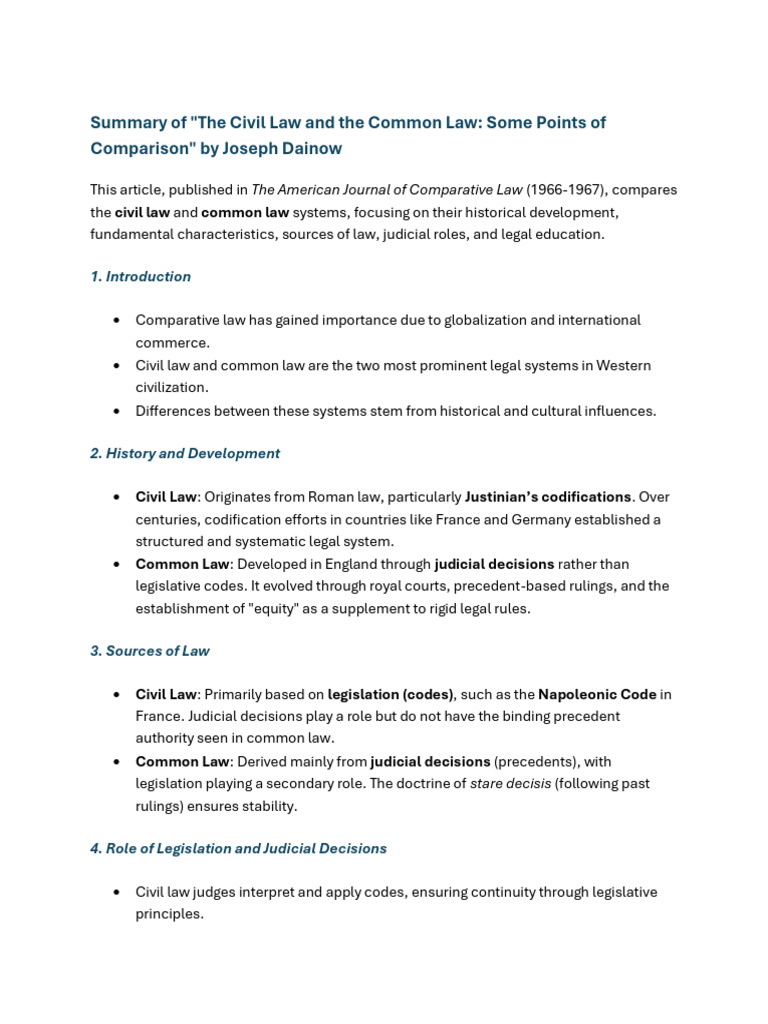 Civil Law and Common Law | PDF | Civil Law (Legal System) | Precedent