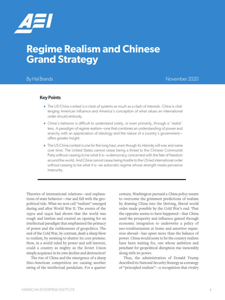 Regime Realism and Chinese Grand Strategy | PDF | Authoritarianism ...