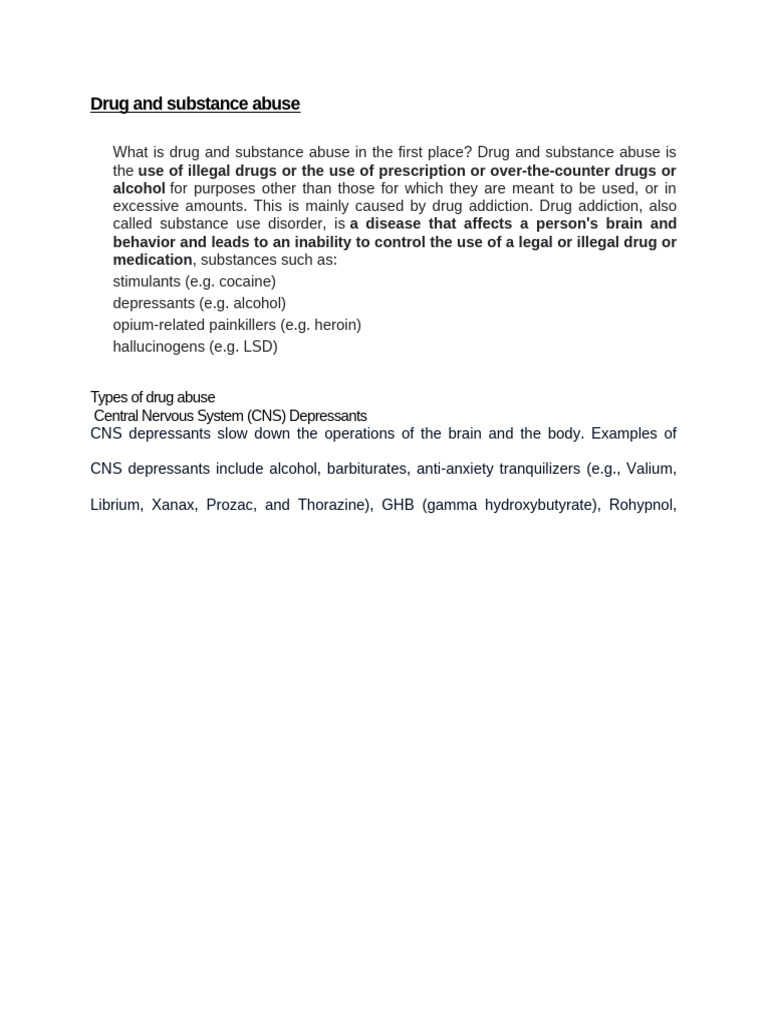 Understanding Drug and Substance Abuse | PDF | Substance Abuse | Stimulant