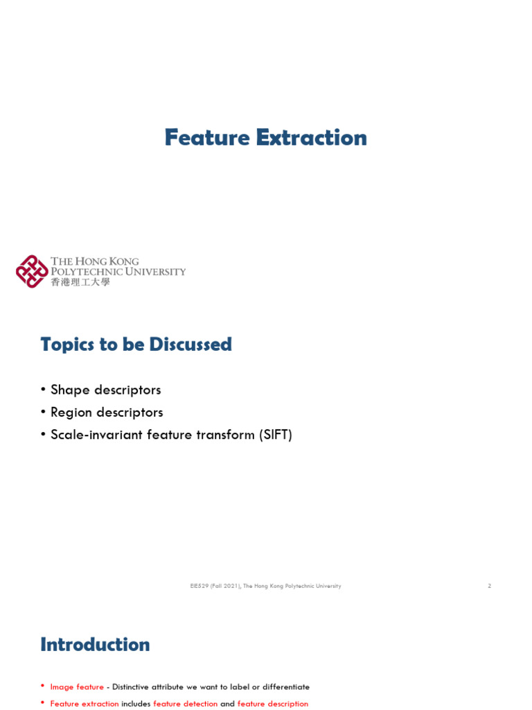 (EIE529) Feature Extraction | PDF | Spectral Density | Algorithms