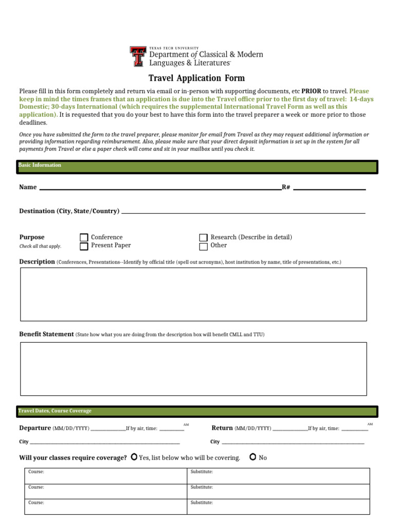 Travel Application Form Submission Guide | PDF | Per Diem