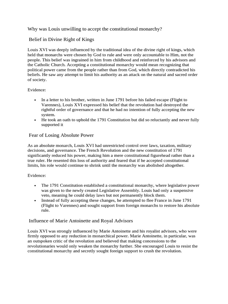 Why Was Louis Unwilling To Accept The Constitutional Monarchy | PDF ...