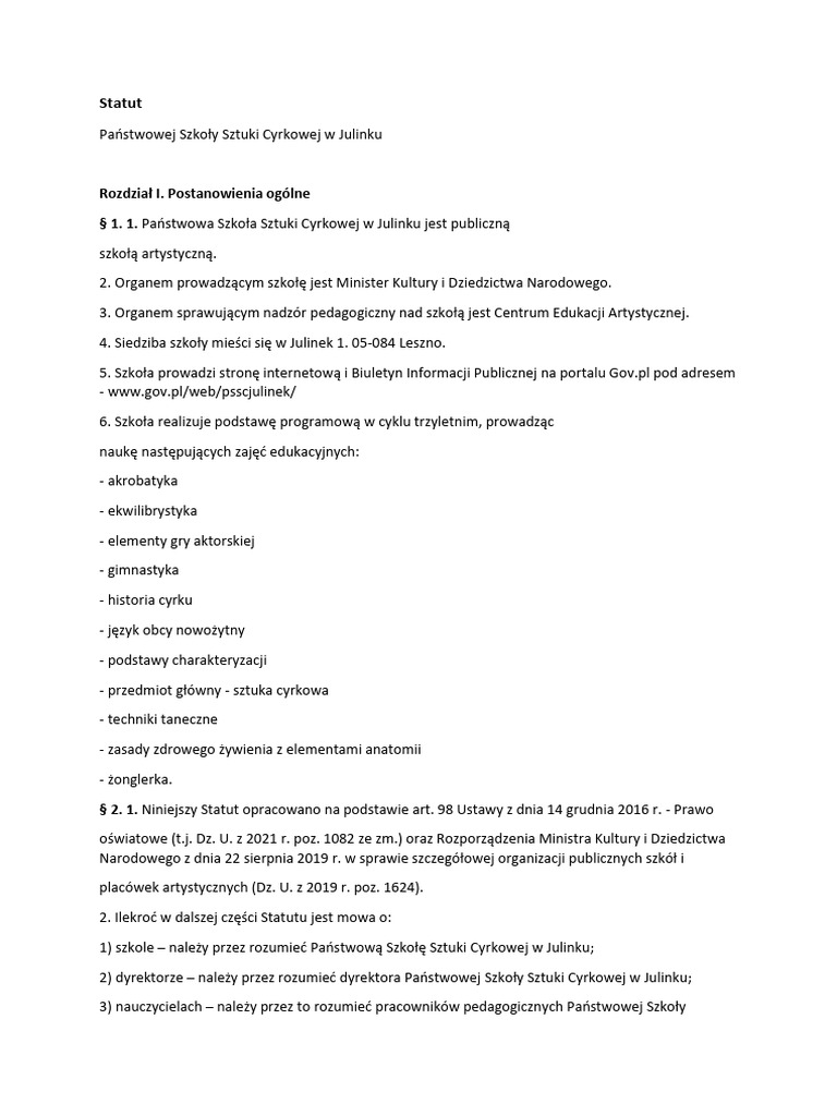 Statut PSSC Stan Maj 2023 | PDF
