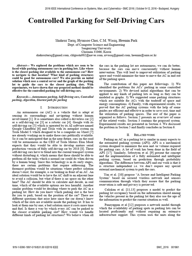 Controlled Parking for Self-Driving Cars | PDF | Parking | Transport