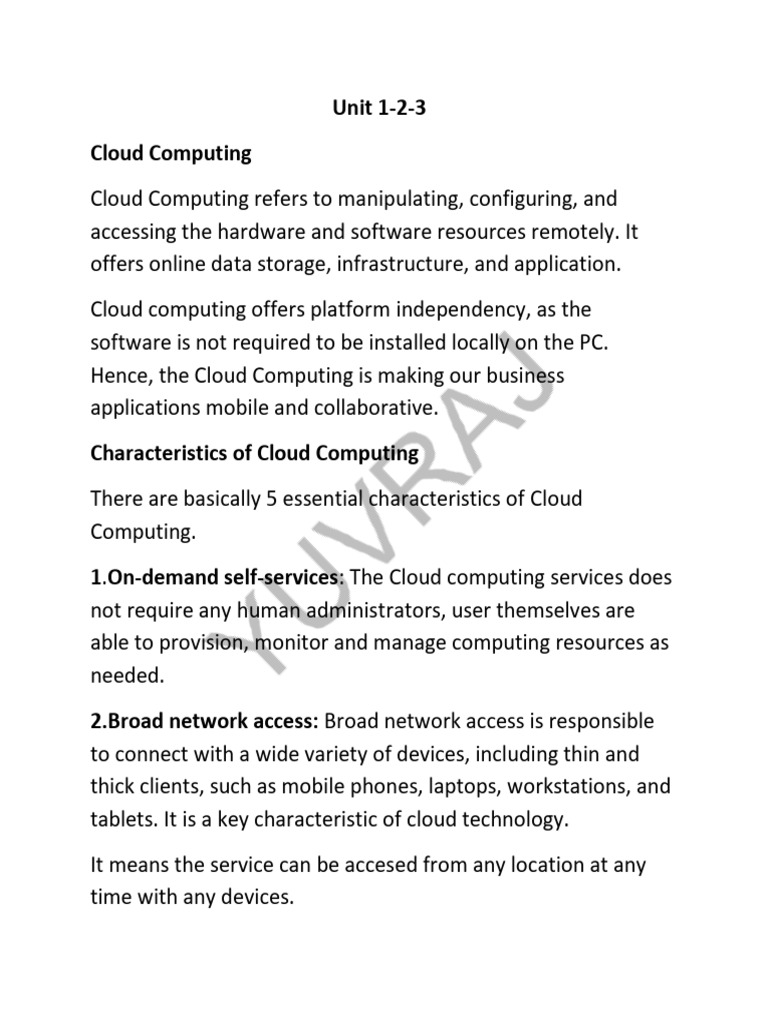 Cloud Computing(Unit 1-2-3) | PDF | Cloud Computing | Service Level Agreement