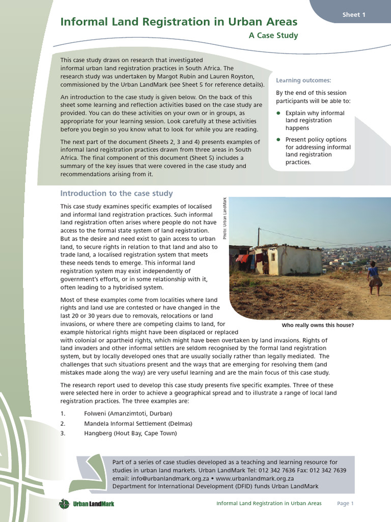 Informal Land Registration in South Africa | PDF