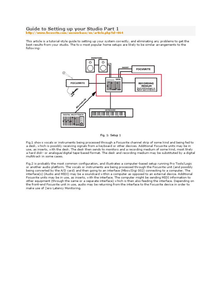 Focusrite Studio Setup Guide | PDF | Electrical Connector | Audio ...