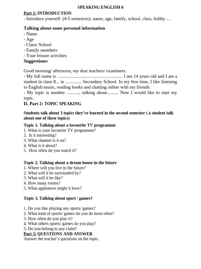 Speaking English 6.ii | PDF