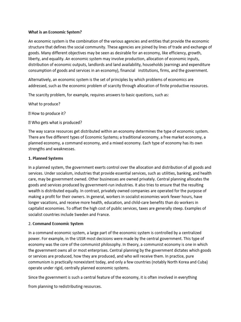 What is an Economic System | PDF | Economic System | Market (Economics)