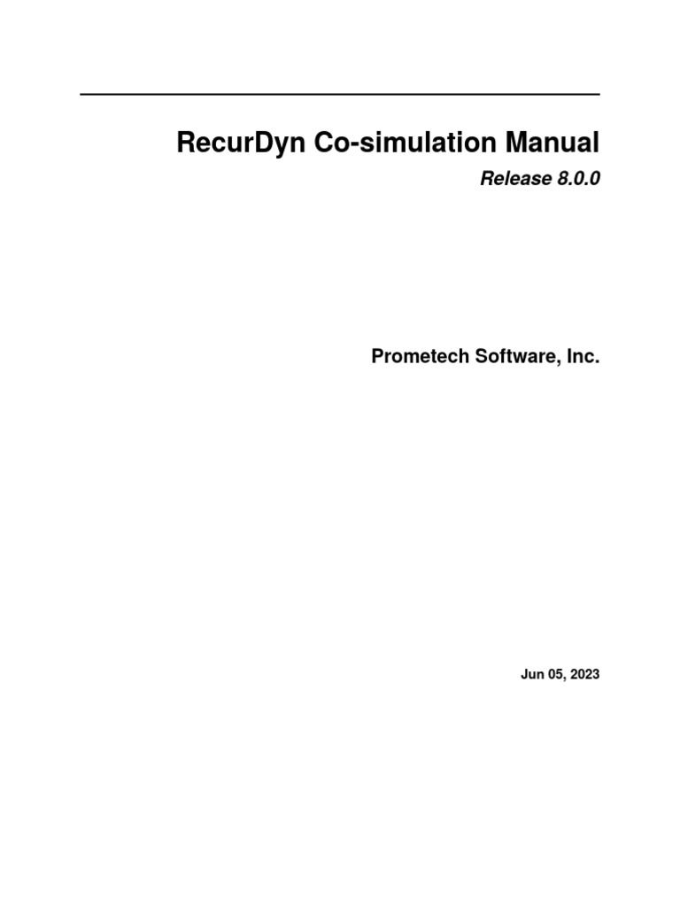 RecurDyn Co-simulation Guide 8.0.0 | PDF | Computer File | Directory (Computing)