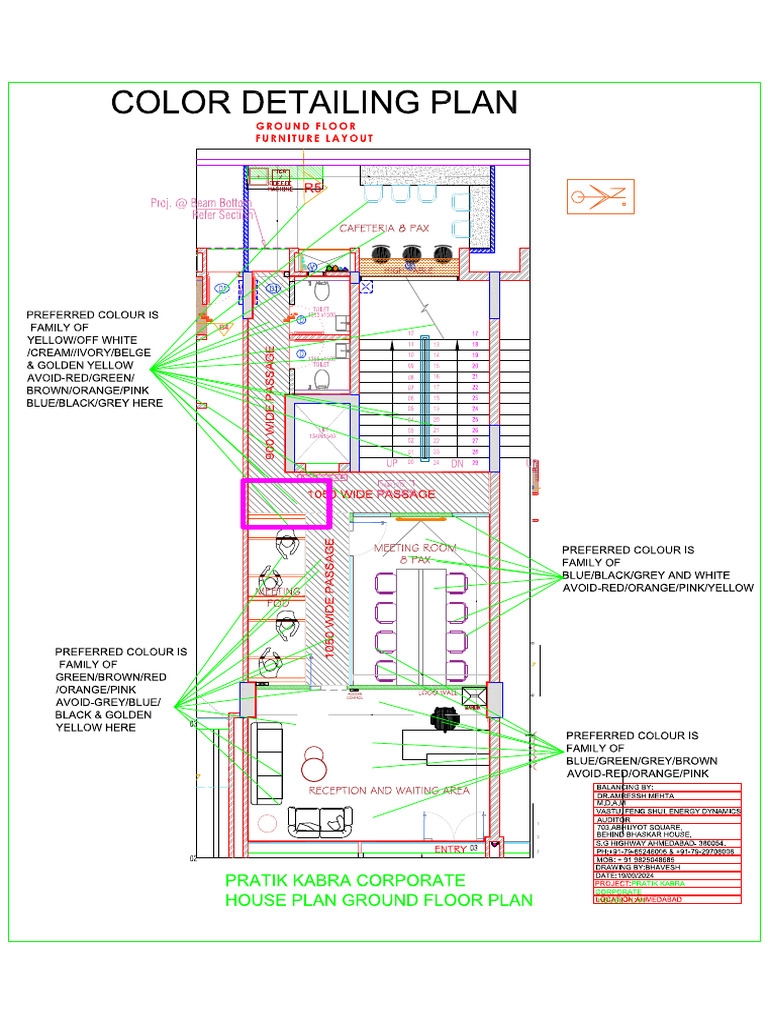 Pratik Kabra Corporate House Ground Floor Color Detailing Plan | PDF
