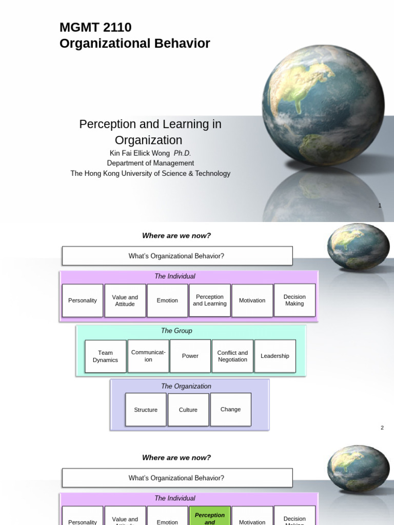 MGMT2110 - Class 06 -- Perception and Learning in Organization (New) | PDF | Reinforcement ...
