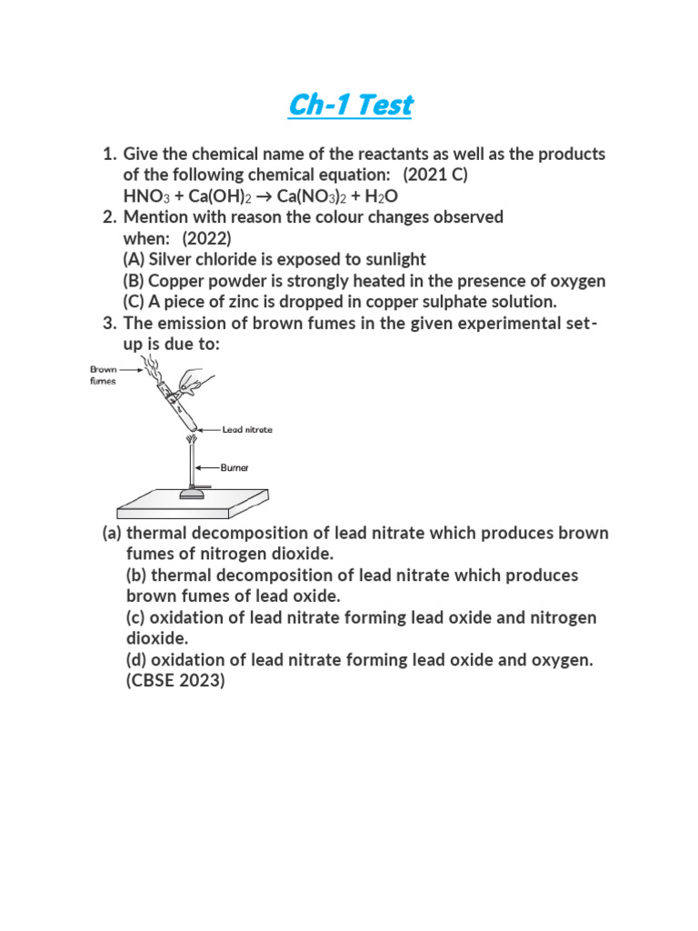 Ch-1 Test: Ca (NO | PDF