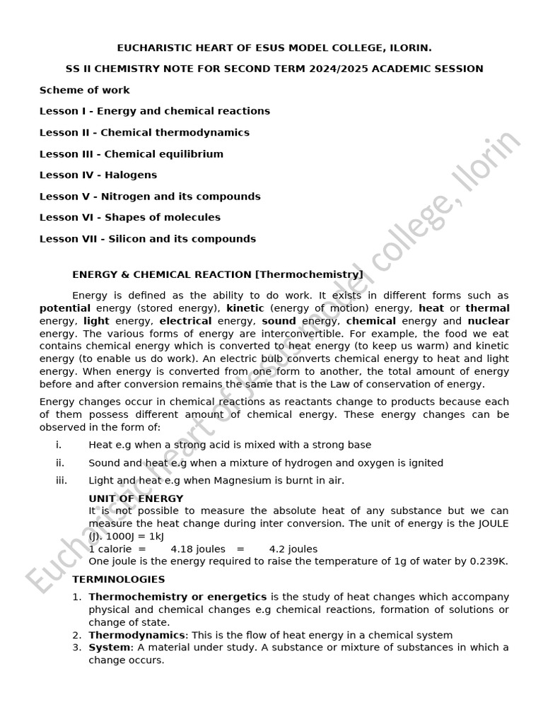 CHEMISTRY-SS2-2ND-TERM | PDF | Chemical Equilibrium | Reaction Rate