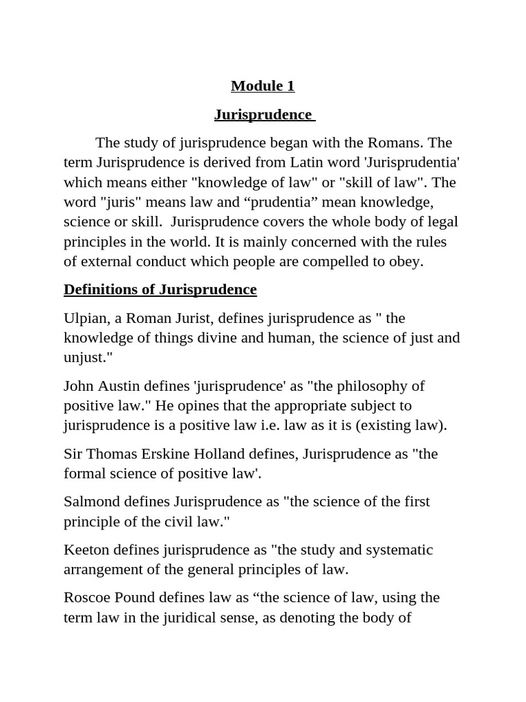 Jurisprudence - Module 1 Notess | PDF | Natural Law | Feminism