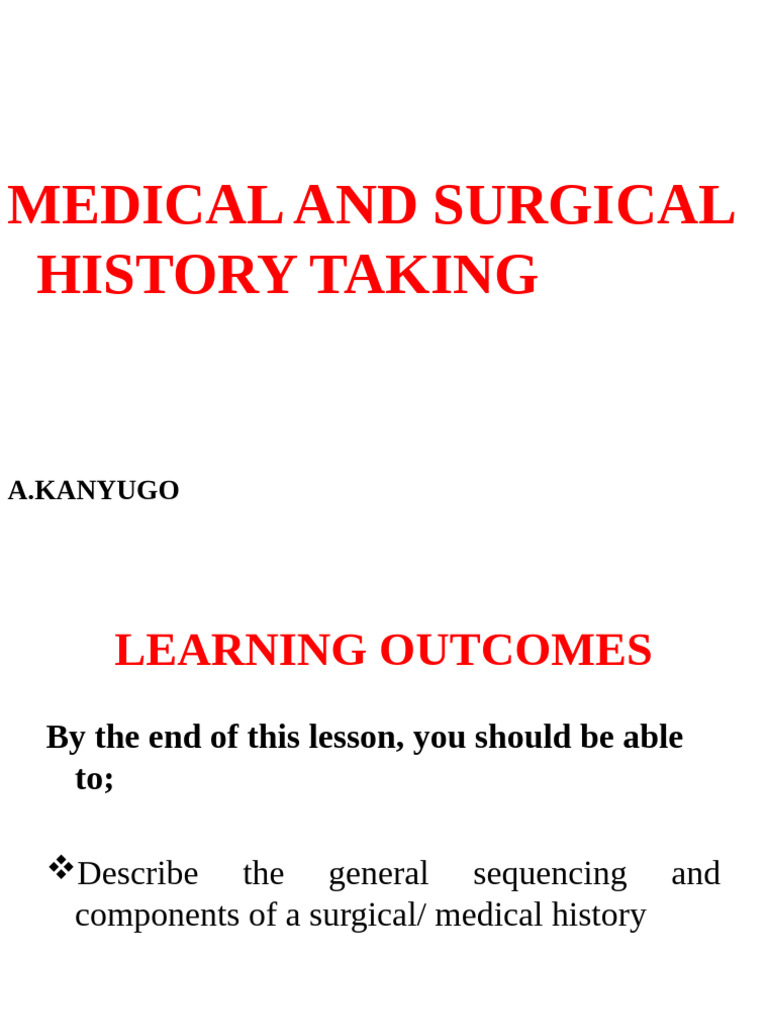 Lesson II History Taking | PDF | Patient | Hospital