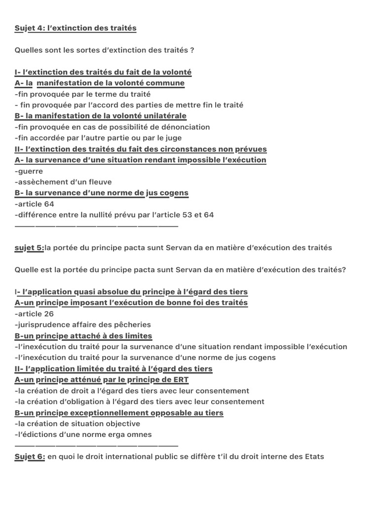 Extinction et négociation des traités | PDF