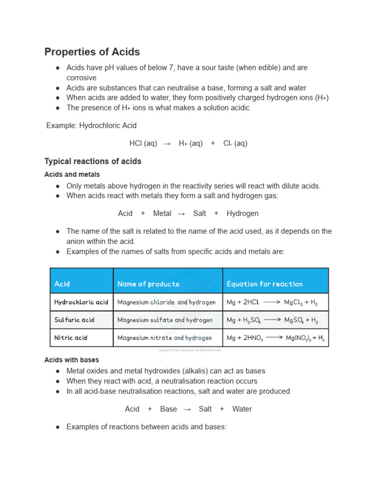 Acids and Bases Notes | PDF | Acid | Ph