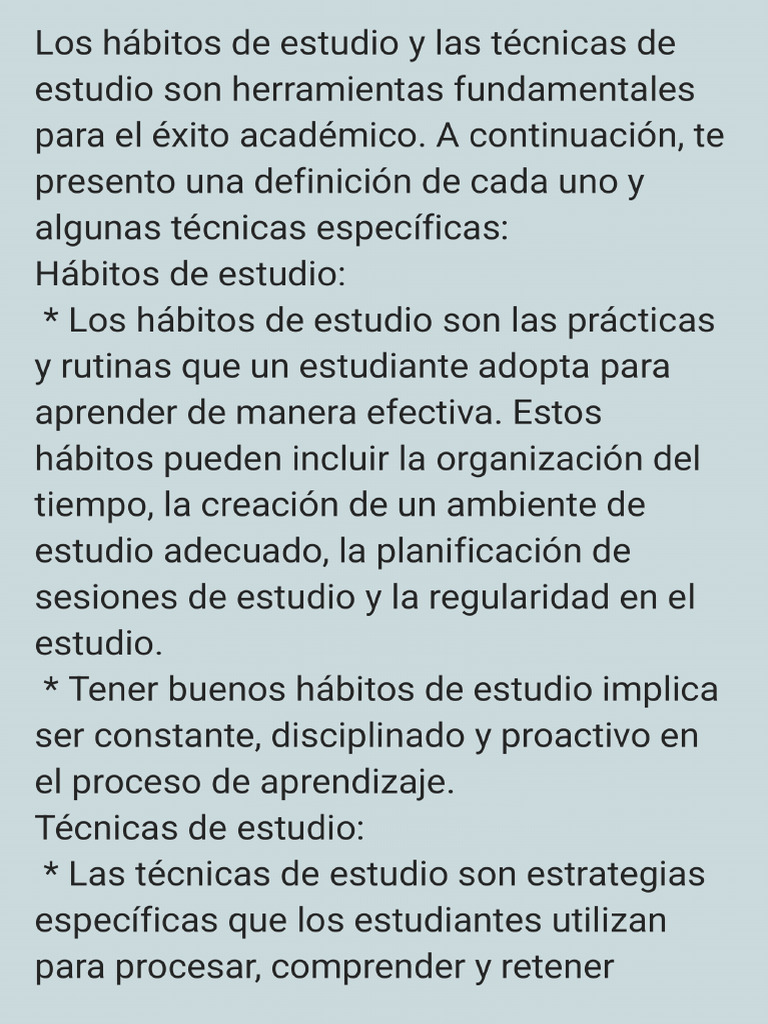 Habitos de Estudio | PDF