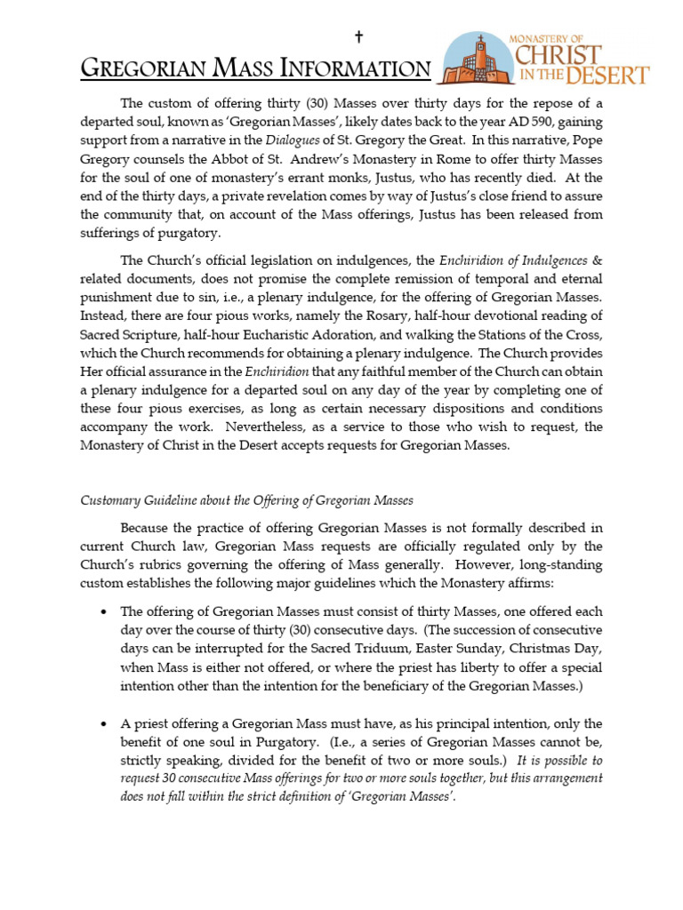Gregorian-Mass-Request-Form-2021 | PDF | Indulgence | Catholic Theology ...