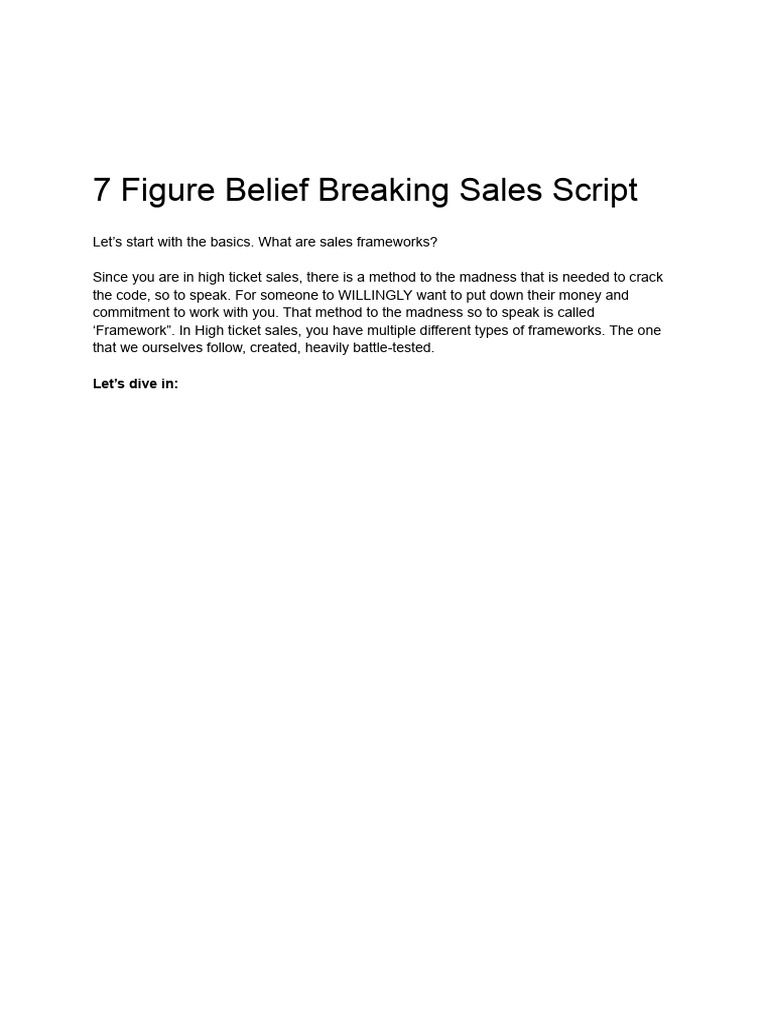 High Ticket Sales Script Guide | PDF