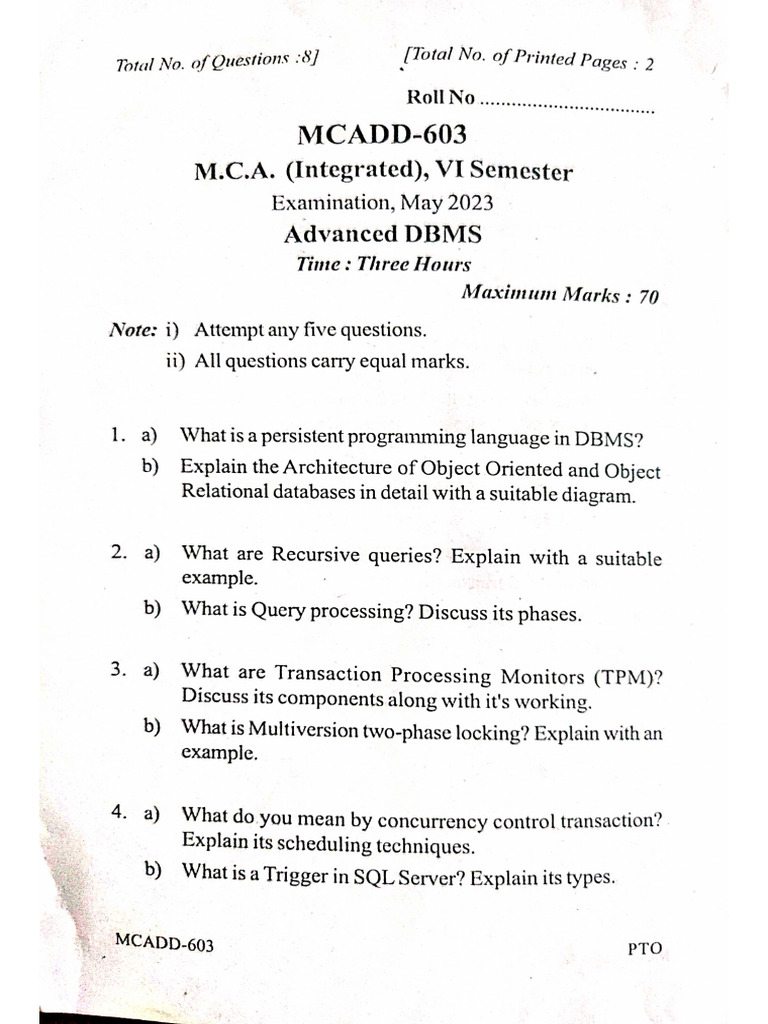 adbms may 2023 | PDF