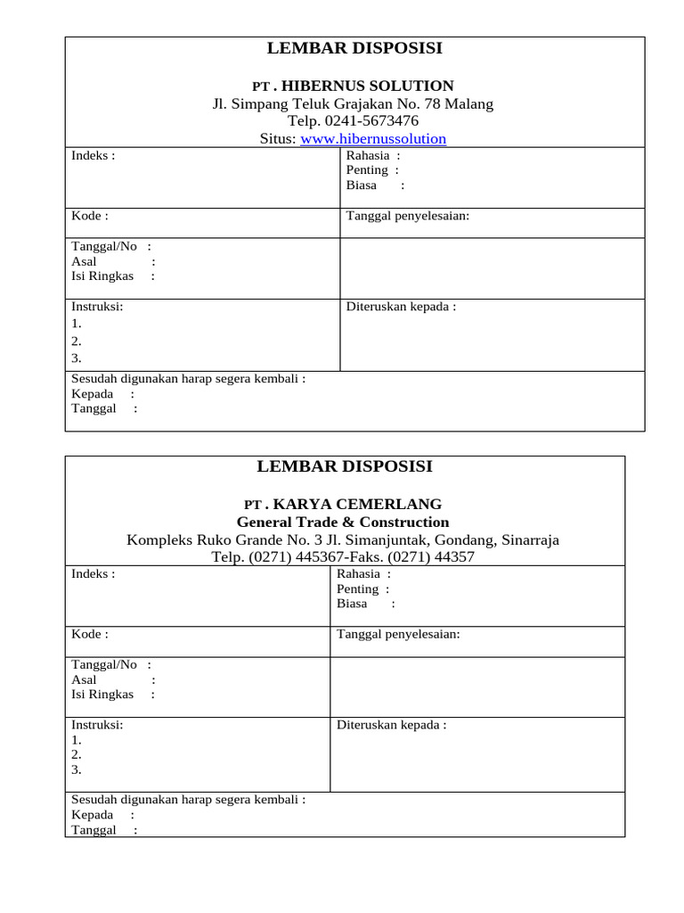 Lembar Disposisi-1 | PDF