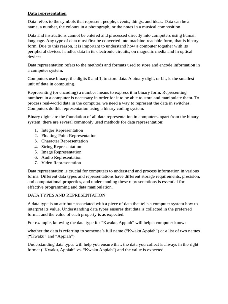 Data Representation Notes Final | PDF | Byte | Data Type