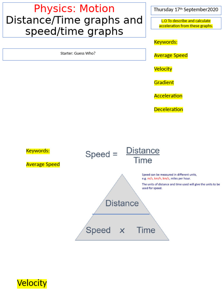 Dis and Speed Time Graph | PDF | Acceleration | Area