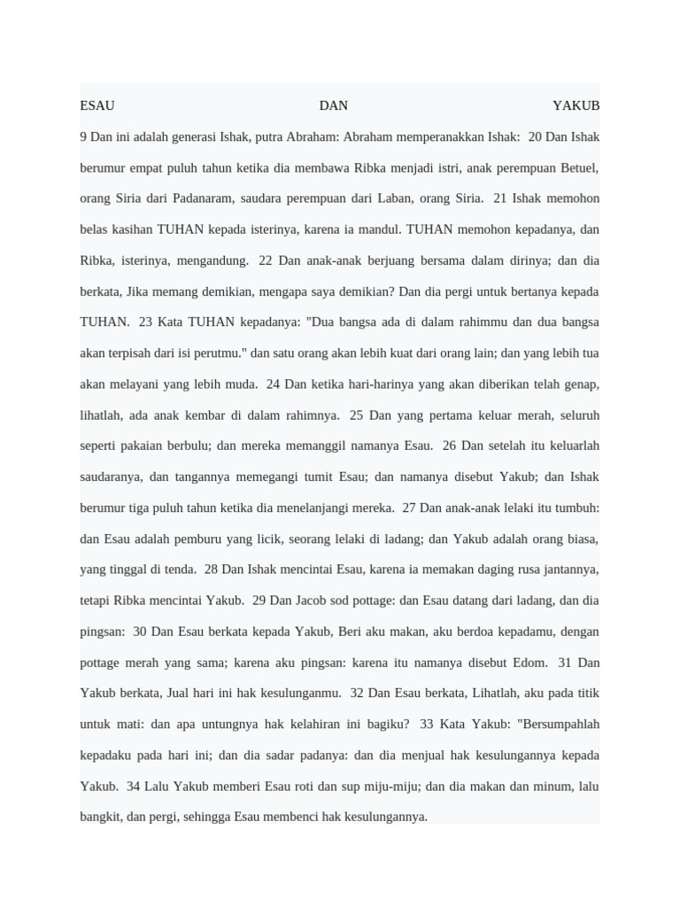 Esau Dan Yakub | PDF
