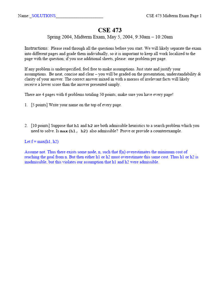 midtermSolutions | PDF | Logic | Mathematical Logic