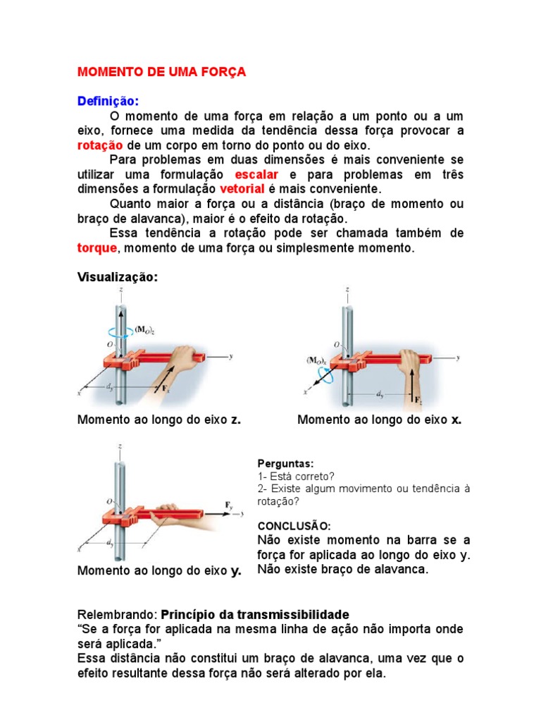 9 - Momento de Uma Força | PDF | Quantidades físicas | Mecânica Clássica