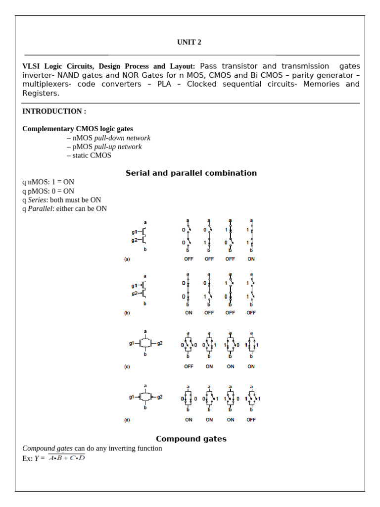 Unit 2 Pdf Logic Gate Cmos